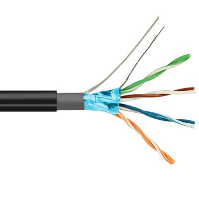 Quality 1000FT FTP CAT5E Outdoor PE+PVC 0.47mm Solid Black Network Cable Pass Fluke for sale