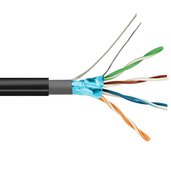 Quality 1000FT FTP CAT5E Outdoor PE+PVC 0.47mm Solid Black Network Cable Pass Fluke for sale