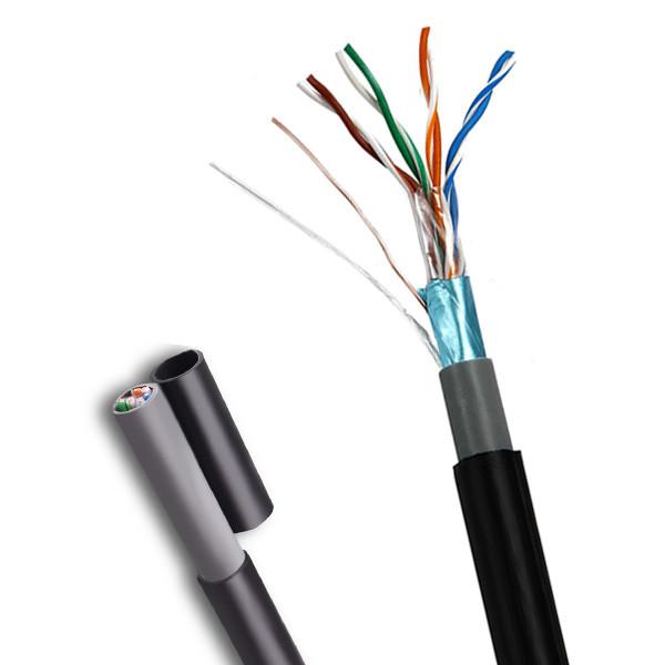 Quality 1000FT FTP CAT5E Outdoor PE+PVC 0.47mm Solid Black Network Cable Pass Fluke for sale
