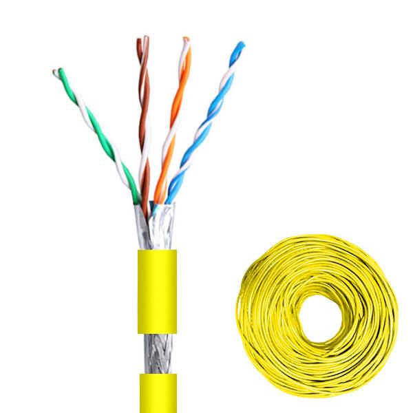 Quality Yellow PVC Ethernet Cable 100MHz 0.51mm Pure Copper 1000FT SFTP CAT5E Cable for sale