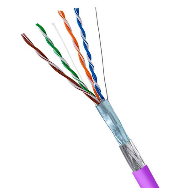 Quality 24AWG SFTP CAT5E Cable 100MHz Purple PVC Jacket Shielded Lan Cable 500FT for sale