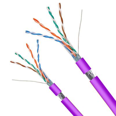 Quality 24AWG SFTP CAT5E Cable 100MHz Purple PVC Jacket Shielded Lan Cable 500FT for sale