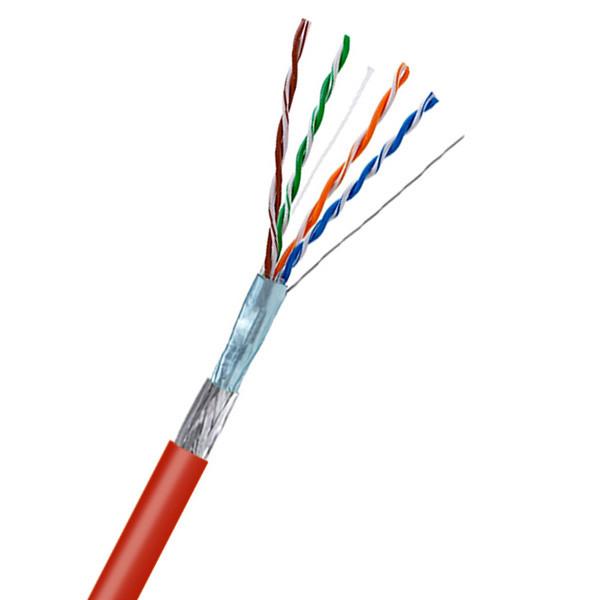 Quality 0.510mm Bare Copper Cat5e SFTP 24AWG Red PVC Jacket Wire 1000FT for sale