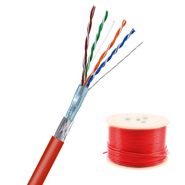 Quality 0.510mm Bare Copper Cat5e SFTP 24AWG Red PVC Jacket Wire 1000FT for sale