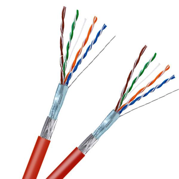 Quality 0.510mm Bare Copper Cat5e SFTP 24AWG Red PVC Jacket Wire 1000FT for sale