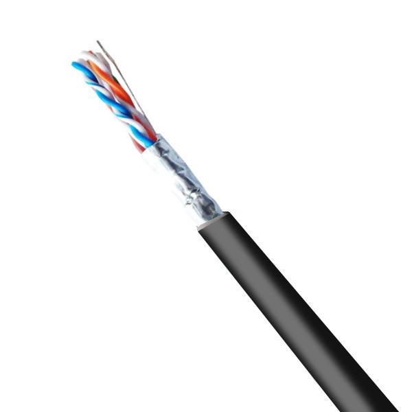 Quality Black Cat6 FTP 23AWG Outdoor PE Jacket Network Cable Extend To 550MHZ 1000FT for sale
