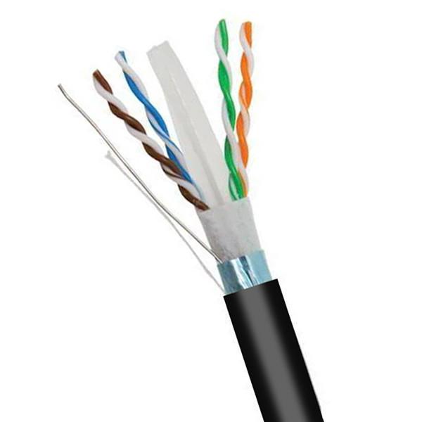 Quality Black Cat6 FTP 23AWG Outdoor PE Jacket Network Cable Extend To 550MHZ 1000FT for sale