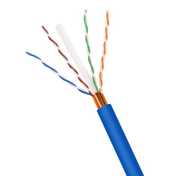 Quality Blue PVC Jacketed FTP CAT6 Cable 0.55mm Solid Copper 1Gbps Network Cable for sale