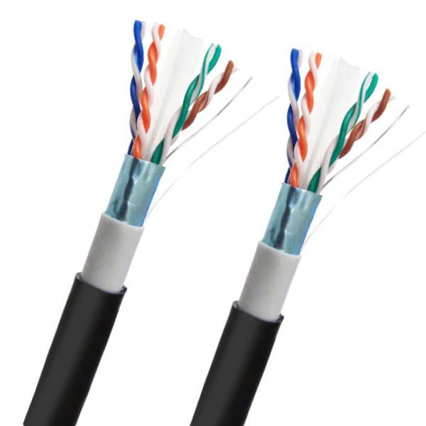 Quality 23AWG CAT6 FTP Cable Solid Outdoor Black PE+PVC Jacket Network Cable 1000Ft for sale