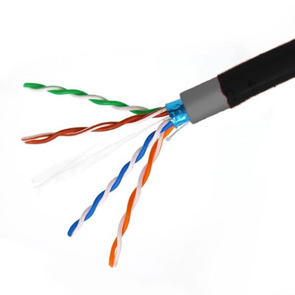Quality 23AWG CAT6 FTP Cable Solid Outdoor Black PE+PVC Jacket Network Cable 1000Ft for sale