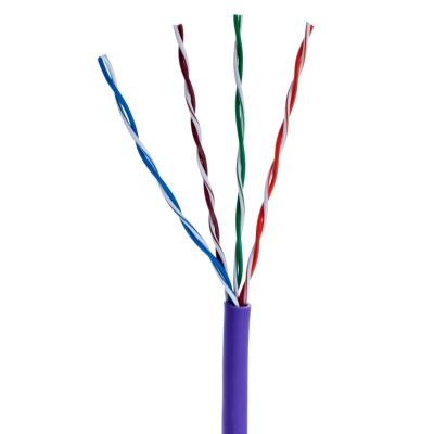 China CAT5E UTP Cable 1Gbps 100MHz LSZH/PVC Solid Copper Industrial Network Cable Purple for sale