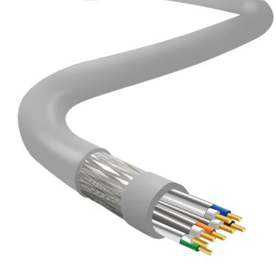China Shielded Ethernet SFTP CAT6A Cable Gray PVC Cable With 500MHz 10Gbps Data Transfer for sale