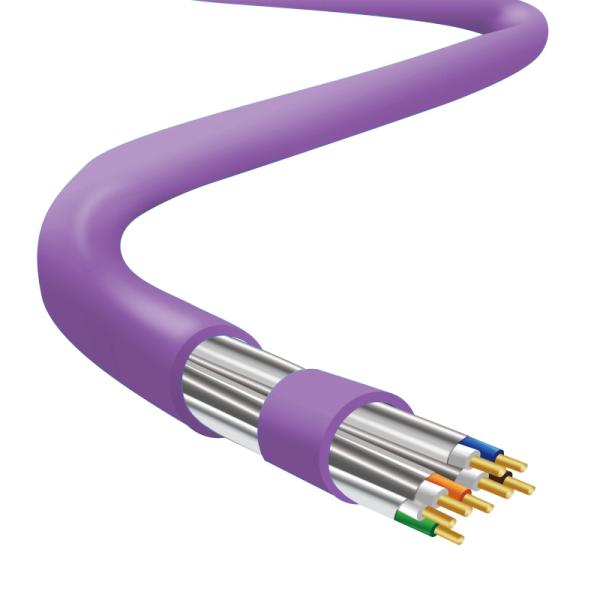 Quality CAT6A U/FTP Shielded LAN Cable 10Gbps Solid Copper LSZH PVC Purple for Data Centers for sale