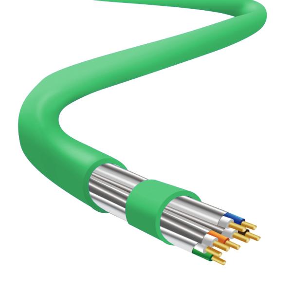 Quality PVC Jacket U/FTP CMP CAT6A Plenum 1000ft 23AWG 10Gbps For Green Jacket for sale