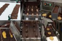 China Multi Functional Cake Chocolate Enrober Machine Glazing Chocolate Dipping Machine for sale