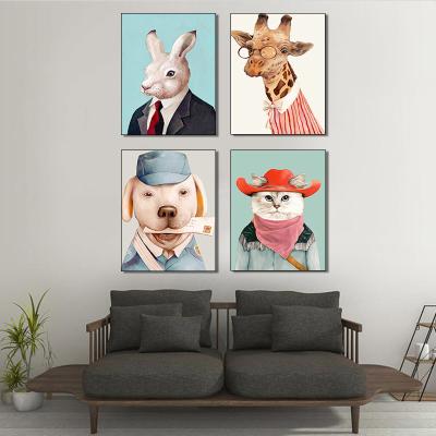 China Cute Dogs Canvas Prints Wall Decoration Four Panels Popular Home Decor for sale