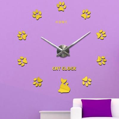 Quality Cute Cat Claw Wall Art Clock 3D Large Vintage Style Wall Clocks for sale