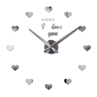 China Love Heart Acrylic Quartz Personalized Wall Clocks Home Living Room Modern Unique Wall Clocks for sale