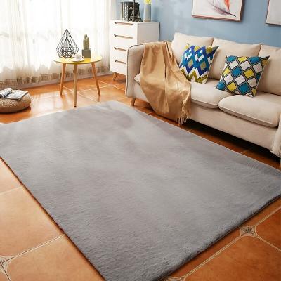 China 1000GSM Gray /White color Luxury Decorative Faux Rabbit Fur Rug Livingroom Bedroom Rabbit Faux Fur Area Rugs for sale