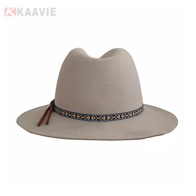 China Do fedora feito sob encomenda de lãs dos homens 100% dos chapéus do fedora do vaqueiro do OEM chapéus macios desproporcionados à venda