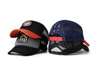 China Custom 6 Panel High Profile Baseball Cap Polyester Mesh Curved Brim 7cm Visor for sale
