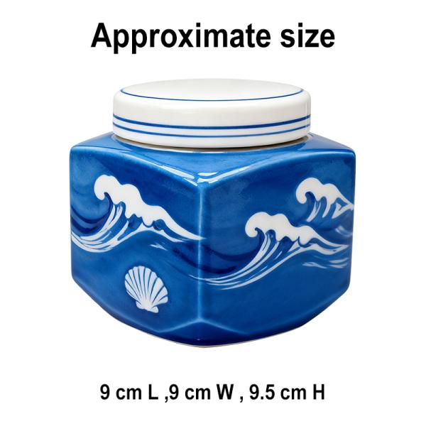 Quality Hexagon Ceramic Pet Ashes Urn Ocean Wave Theme Ceramic Urns For Dogs for sale