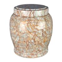Quality Classic Veined Marble Cremation Urn Stone Memorial Ashes Container Round Shape for sale