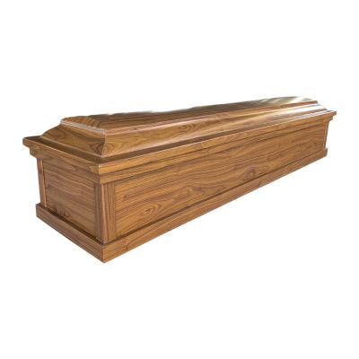 China Customized Design Wooden Casket Smooth Finish Classic Funeral Coffin for sale
