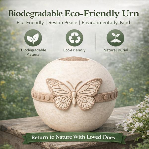 Quality Compostable Cremation Urn With Butterfly Band , Biodegradable Containers For for sale
