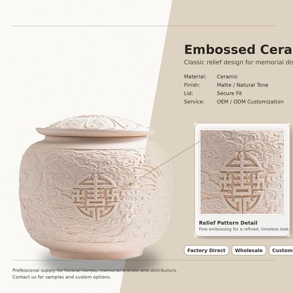 Quality Custom Kaolin Clay Biodegradable Urns Environmentally Friendly With Butterfly for sale