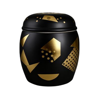 China Luxury Style Black Gold Ceramic Cremation Urns , Cremation Ash Jar OEM Design for sale