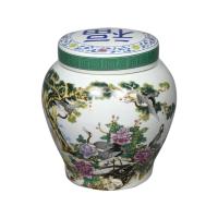 Quality Smooth Finished Ceramic Adult Urns Traditional Landscape Painting Break for sale