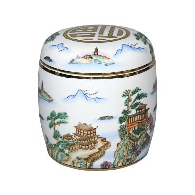 China Landscape Design Ceramic Memorial Urns For Human Ashes 24x23cm Wear Resistant for sale