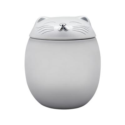 China Custom Shapes Ceramic Cat Cremation Urn Minimalist Pet Ashes Keepsake Box for sale