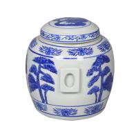 Quality Traditional Blue And White Ceramics Memorial Urn Adult Size Landscape Design for sale