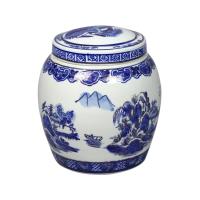 Quality Chinese Style Blue White Porcelain Funeral Urn Adult Memorial Urn Hand Painted for sale