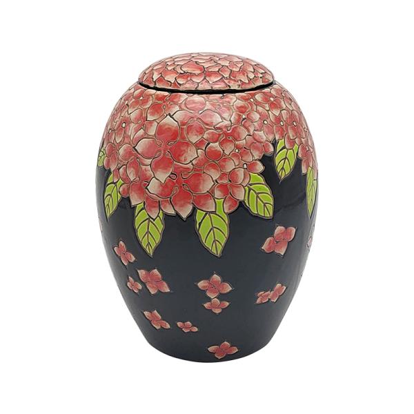 Quality Customized Decorative Ceramic Jars With Lid Hydrangea Floral Design Home Decor for sale