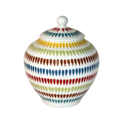 China Custom Size Ceramic Canister Jar Colorful Teardrop Pattern For Home Decor for sale