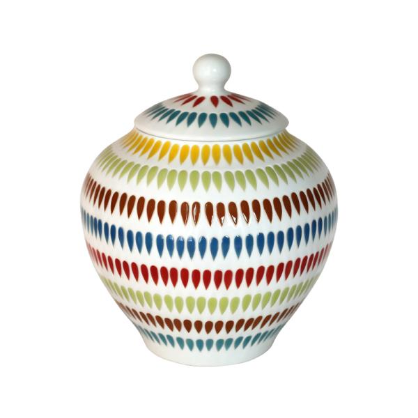 Quality Custom Size Ceramic Canister Jar Colorful Teardrop Pattern For Home Decor for sale