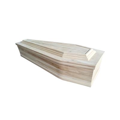China Custom Size Solid Wooden Coffins Natural Oak Tone Finish For Burial for sale