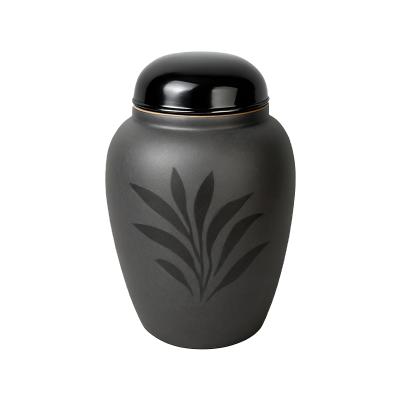 China Ceramic Funeral Urns Bulk Supply Modern Black Gloss Lid for sale