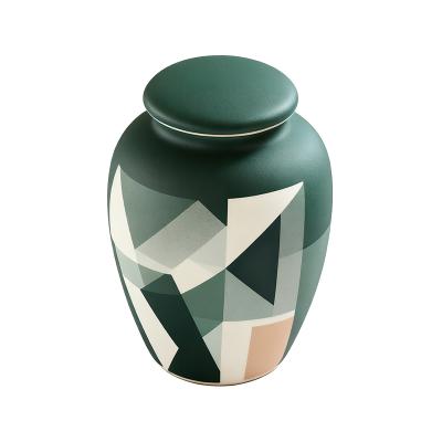 China Ceramic Pet Urns Custom Artwork Color Block Collection for sale