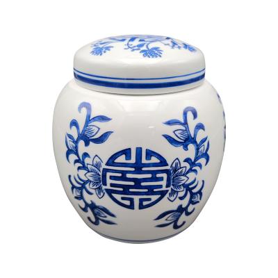 China Ceramic Pet Urns Bulk Supply Classic Blue Floral Export Ready for sale