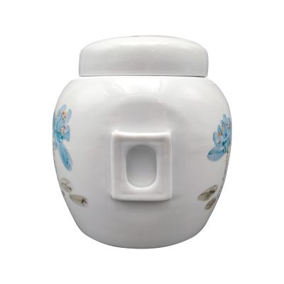 China Ceramic Pet Urns Glossy White With Floral Accents B2B for sale