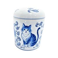 China Wholesale Ceramic Pet Urns Blue Cat Pattern for sale