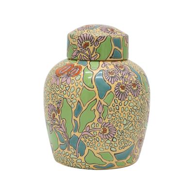 China Ceramic Jars Vintage Floral Design Memorial Urn Bulk for sale