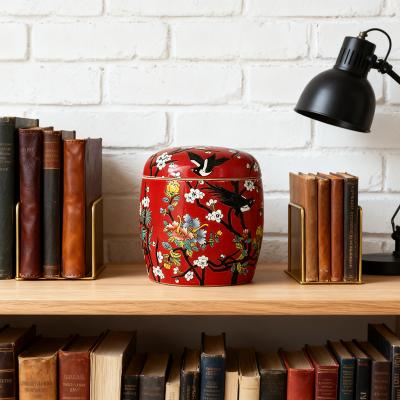 China Ceramic Jars Glossy Red Pattern Pet Urn Bulk Supply for sale