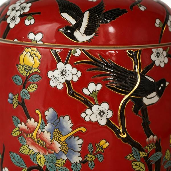 Quality Ceramic Jars Glossy Red Pattern Pet Urn Bulk Supply for sale