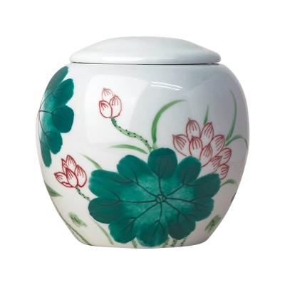China Ceramic Jars Floral Tea Canister with Lid OEM Wholesale for sale