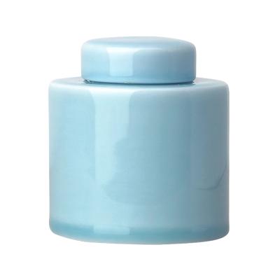 China Ceramic Jars Smooth Blue Canister for Pantry Storage for sale